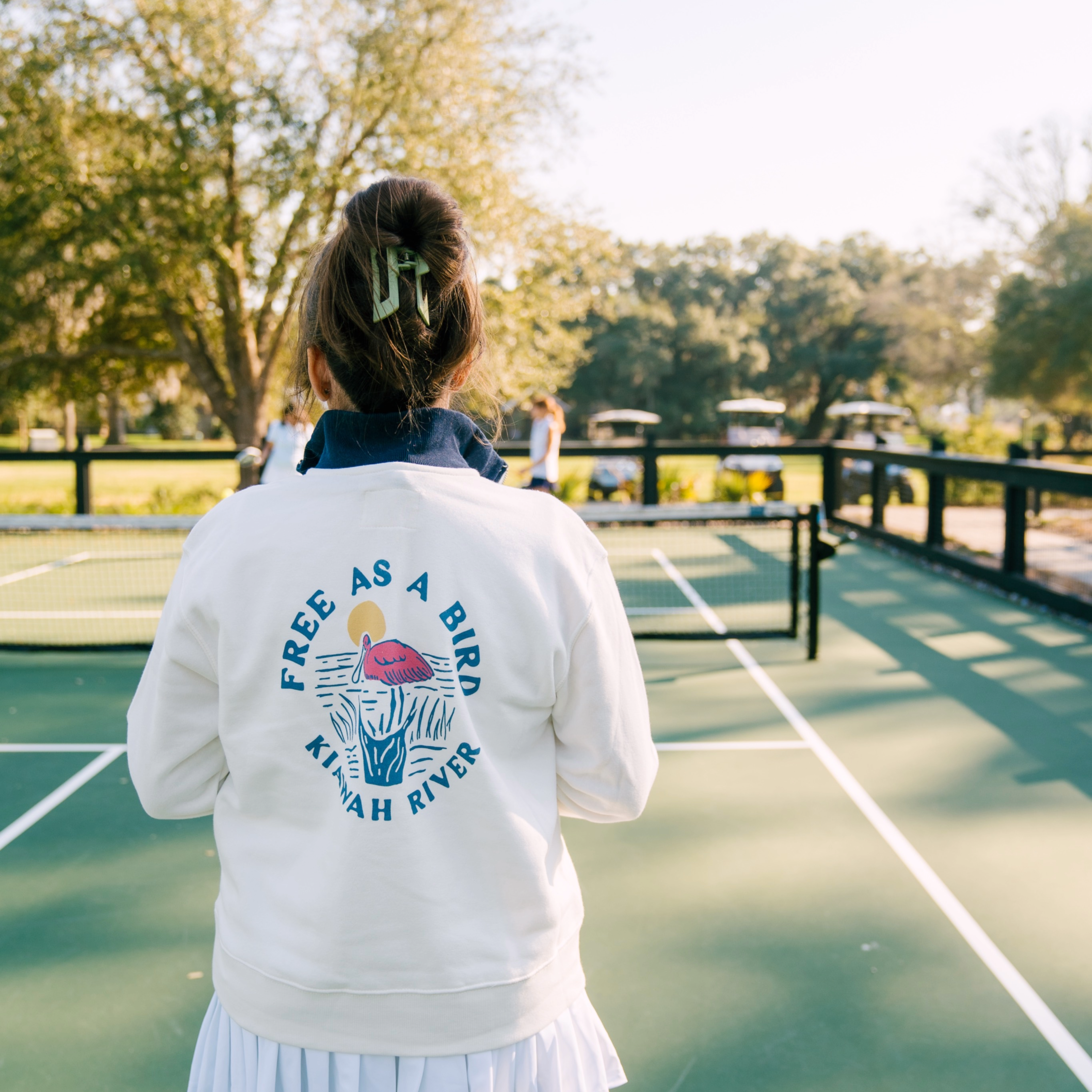 Women's Free as a Bird Quarter Zip - Ivory and Navy – Kiawah River Finery